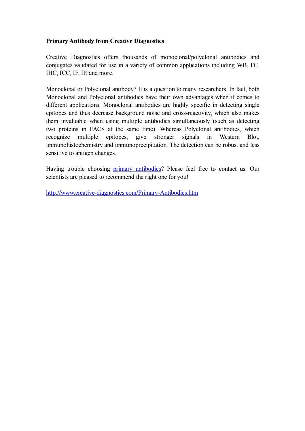 primary antibody by Creative Diagnostics - Issuu
