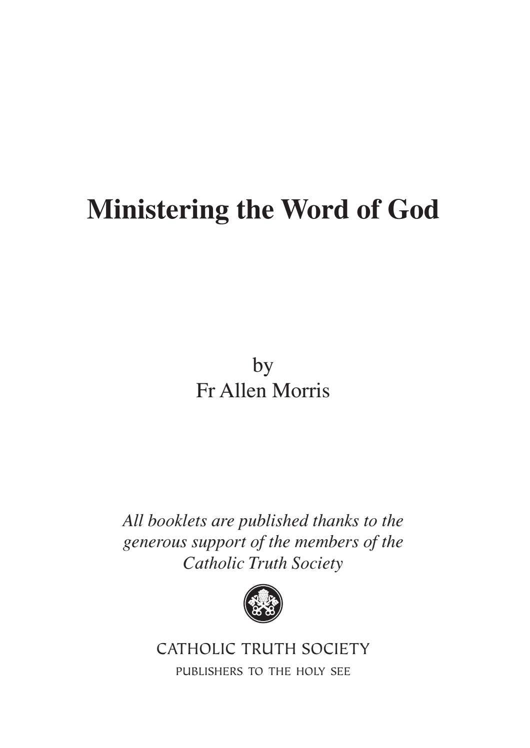 Ministering the Word of God by Catholic Truth Society - Issuu