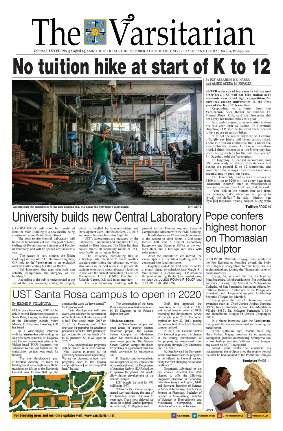 The Varsitarian P.Y. 2015-2016 Issue 09 by The Varsitarian - Issuu