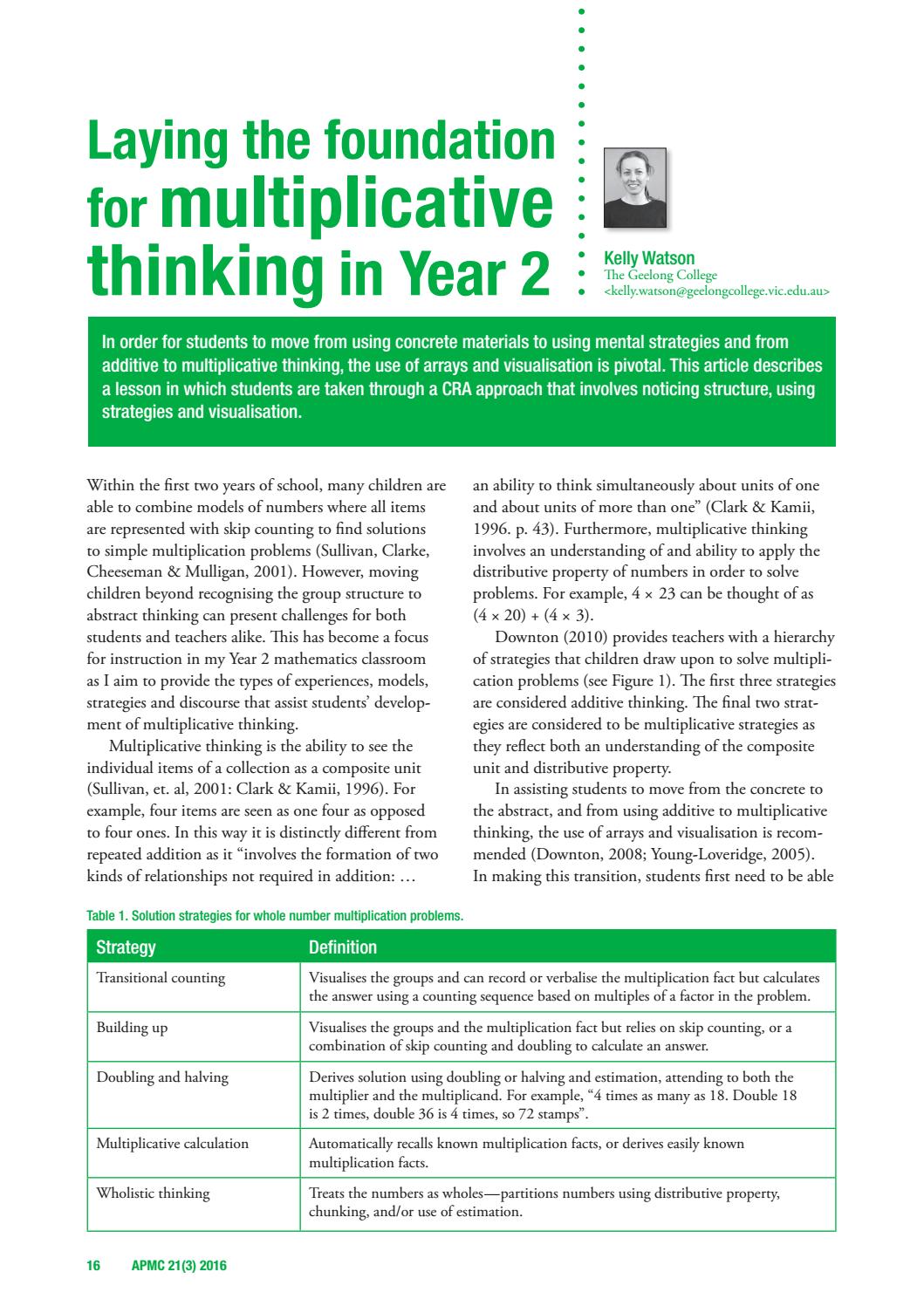 Laying the Foundation for Multiplicative Thinking in Year 2 by Geelong ...