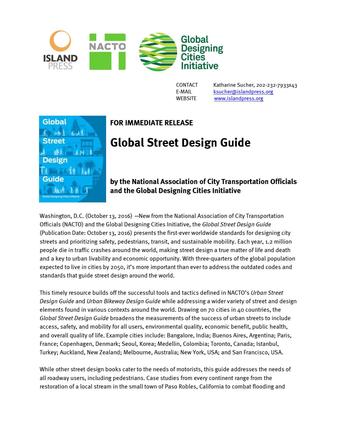 Global Street Design Guide Press Release by Island Press - Issuu