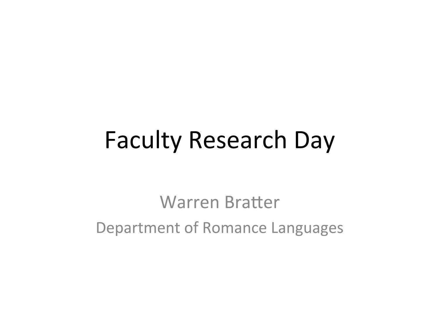 Faculty Research Day 2016: Warren Bratter by Hofstra University - Issuu