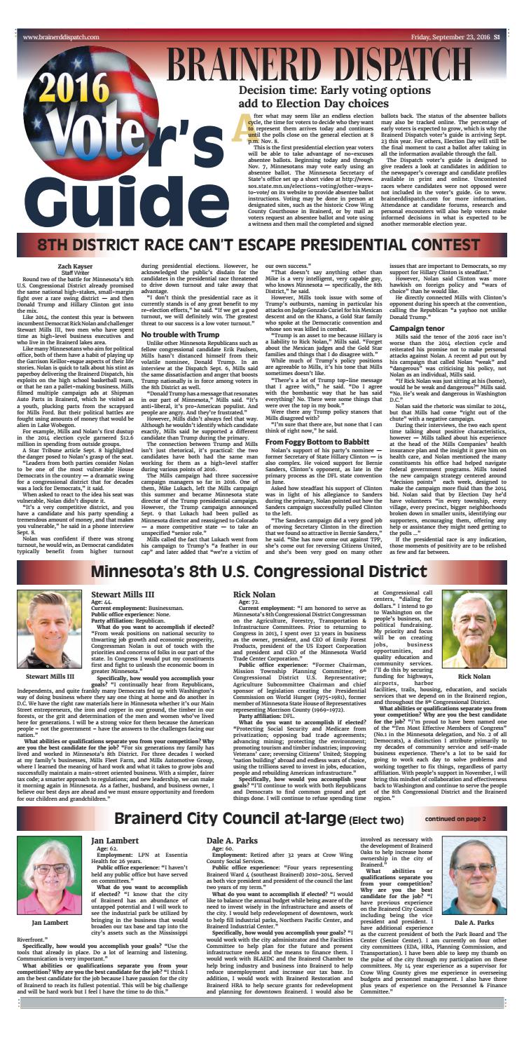 2016 Voters Guide by Brainerd Dispatch and Echo Journal - Issuu