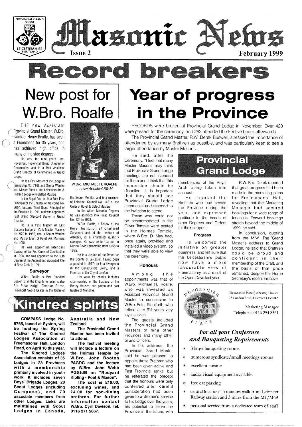Masonic News - Issue 2 (February 1999) by Leicestershire and Rutland ...