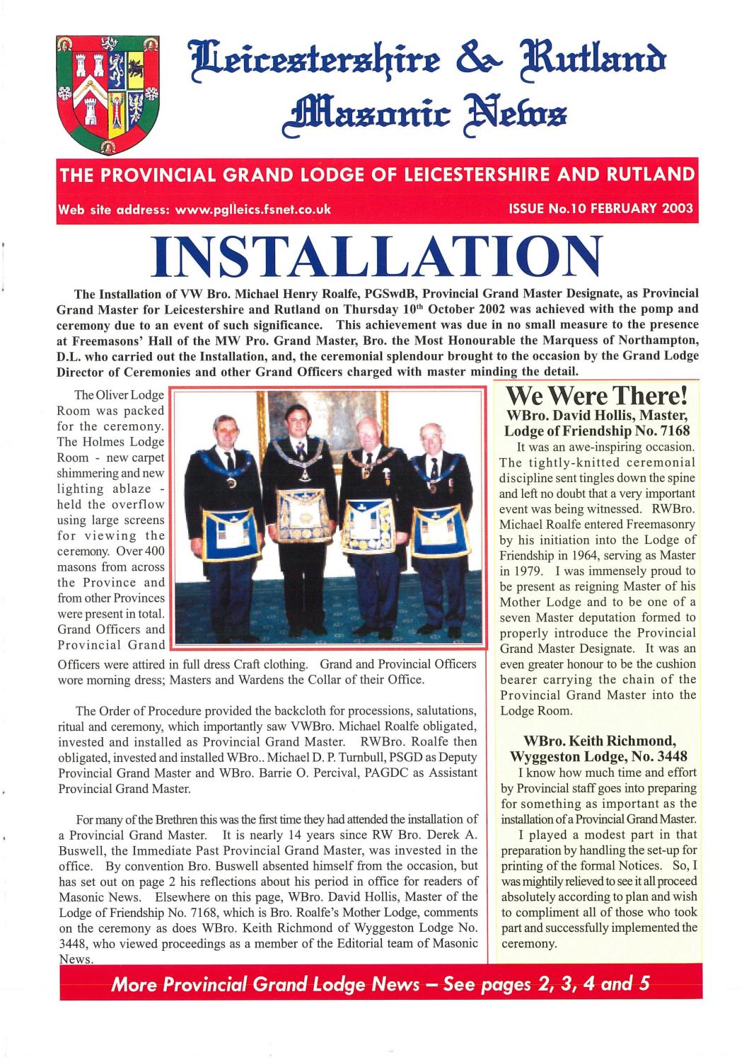 Masonic News - Issue 10 (February 2003) by Leicestershire and Rutland ...