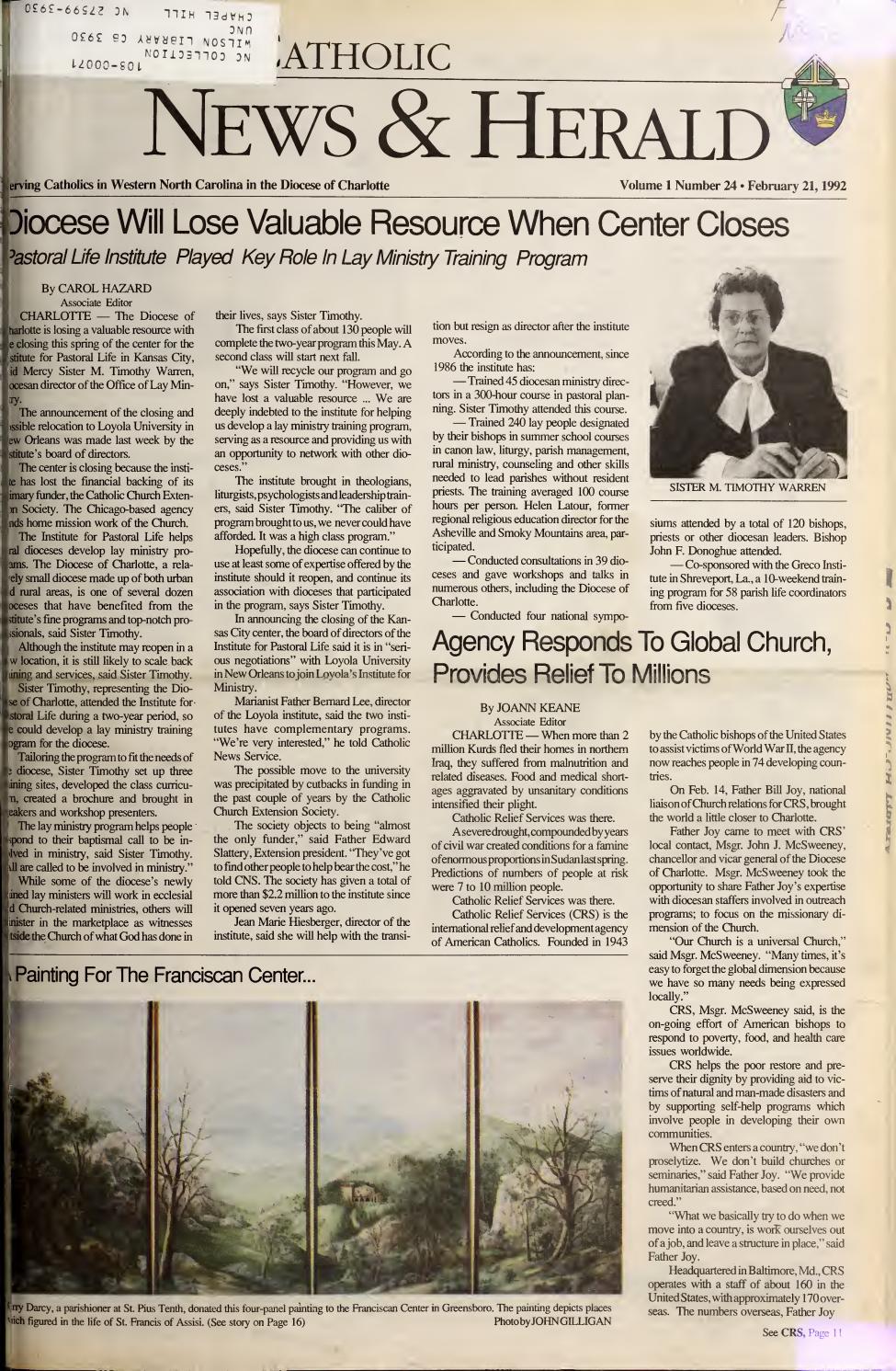 Feb. 21, 1992 by Catholic News Herald - Issuu