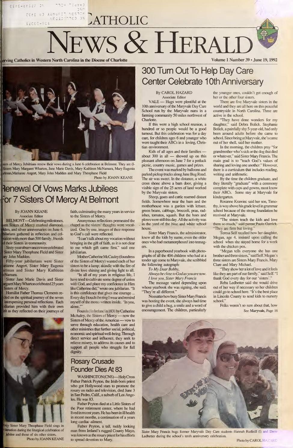 June 19, 1992 by Catholic News Herald - Issuu