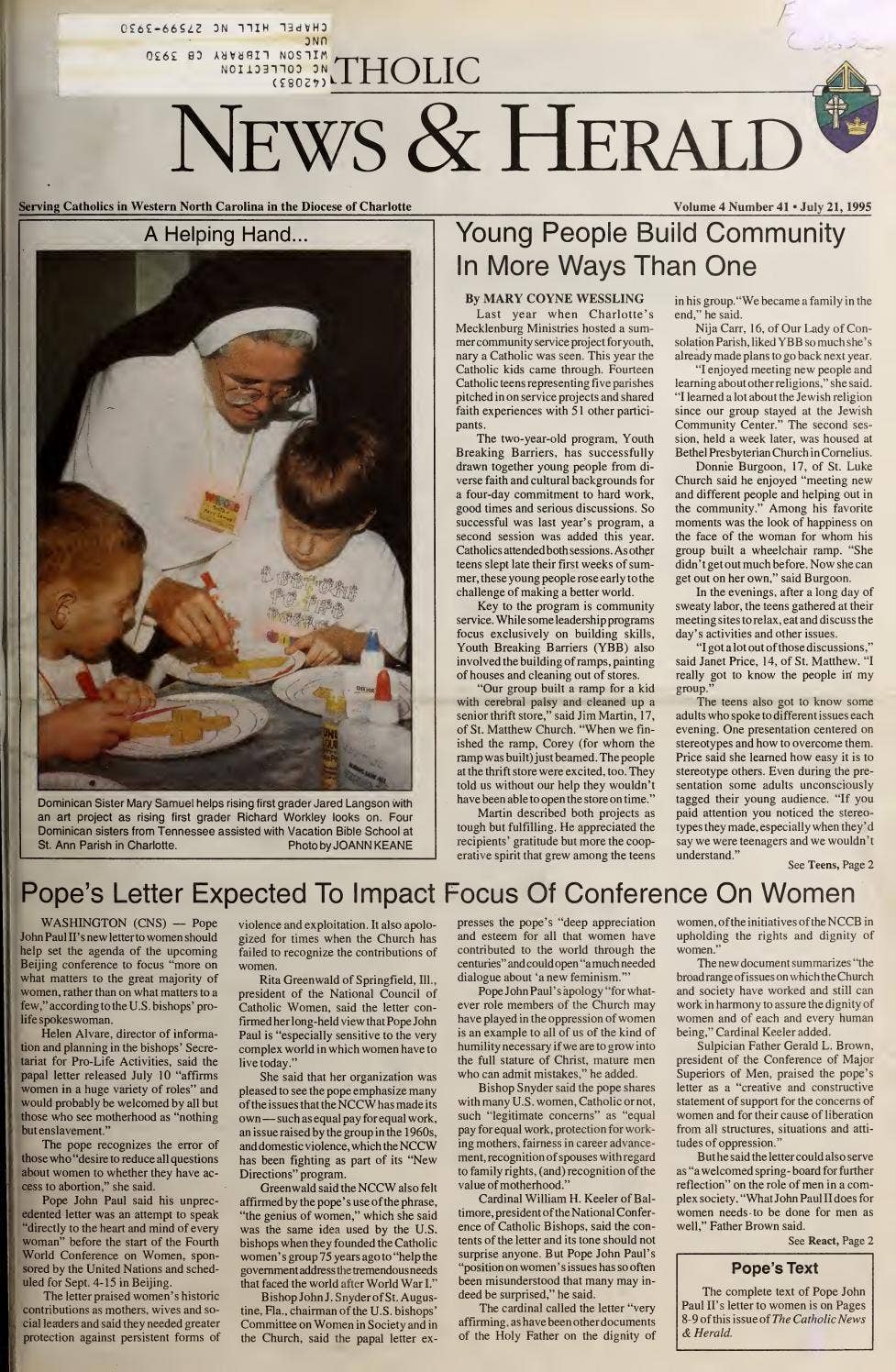 July 21, 1995 by Catholic News Herald - Issuu