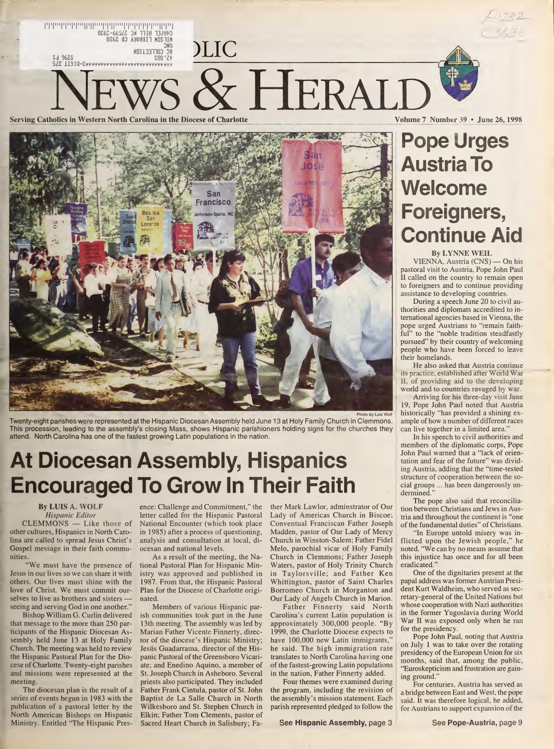 June 26, 1998 by Catholic News Herald - Issuu