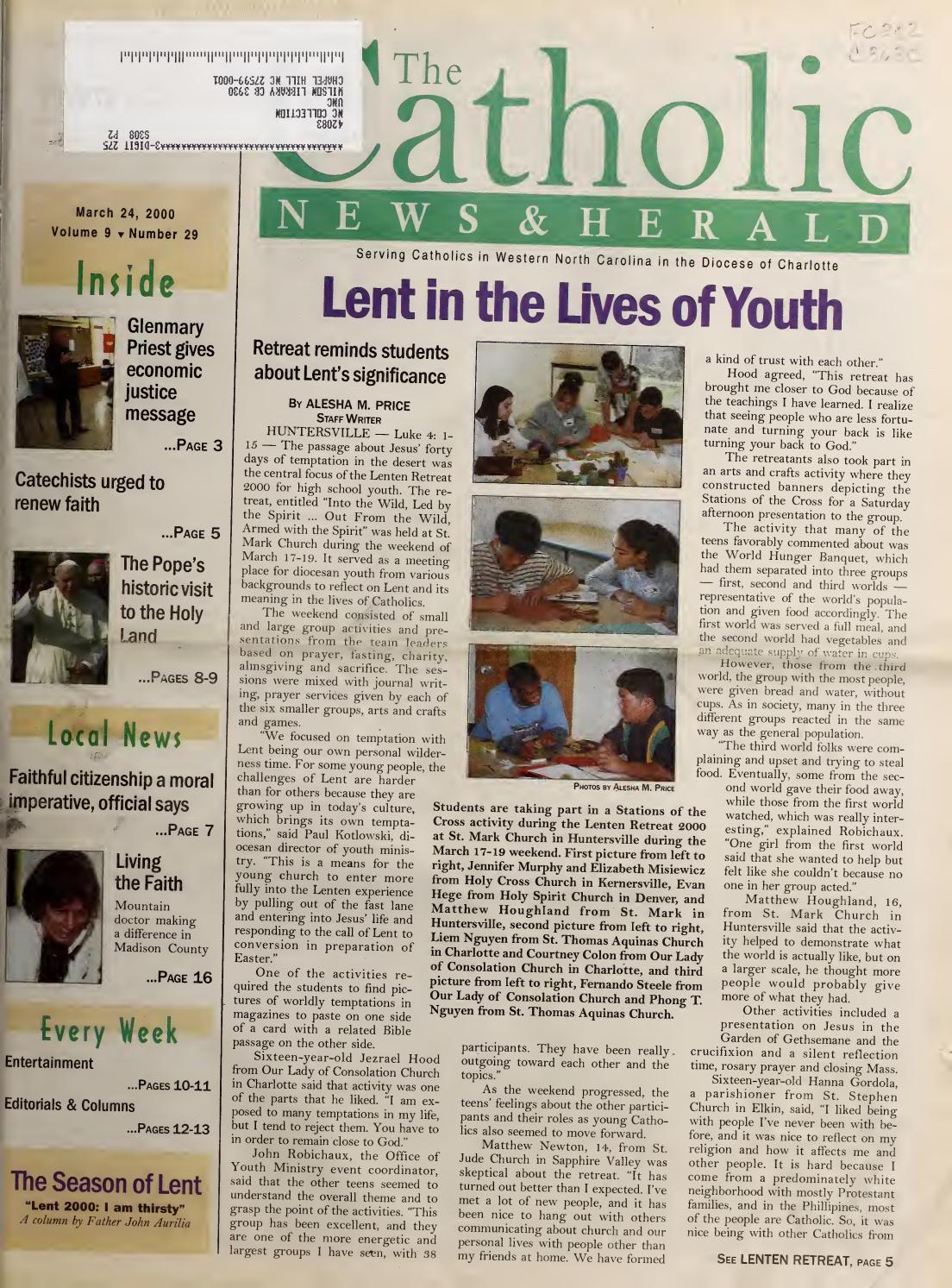 March 24, 2000 by Catholic News Herald - Issuu
