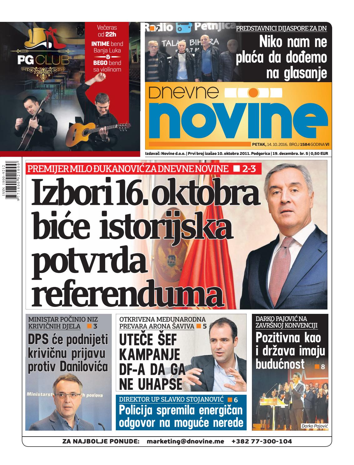 Dnevne novine 14. oktobar 2016. by Dnevne Novine - Issuu