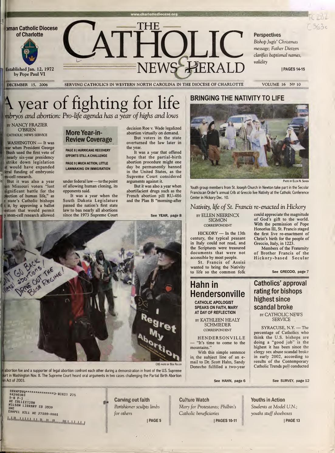 Dec 15, 2006 by Catholic News Herald - Issuu
