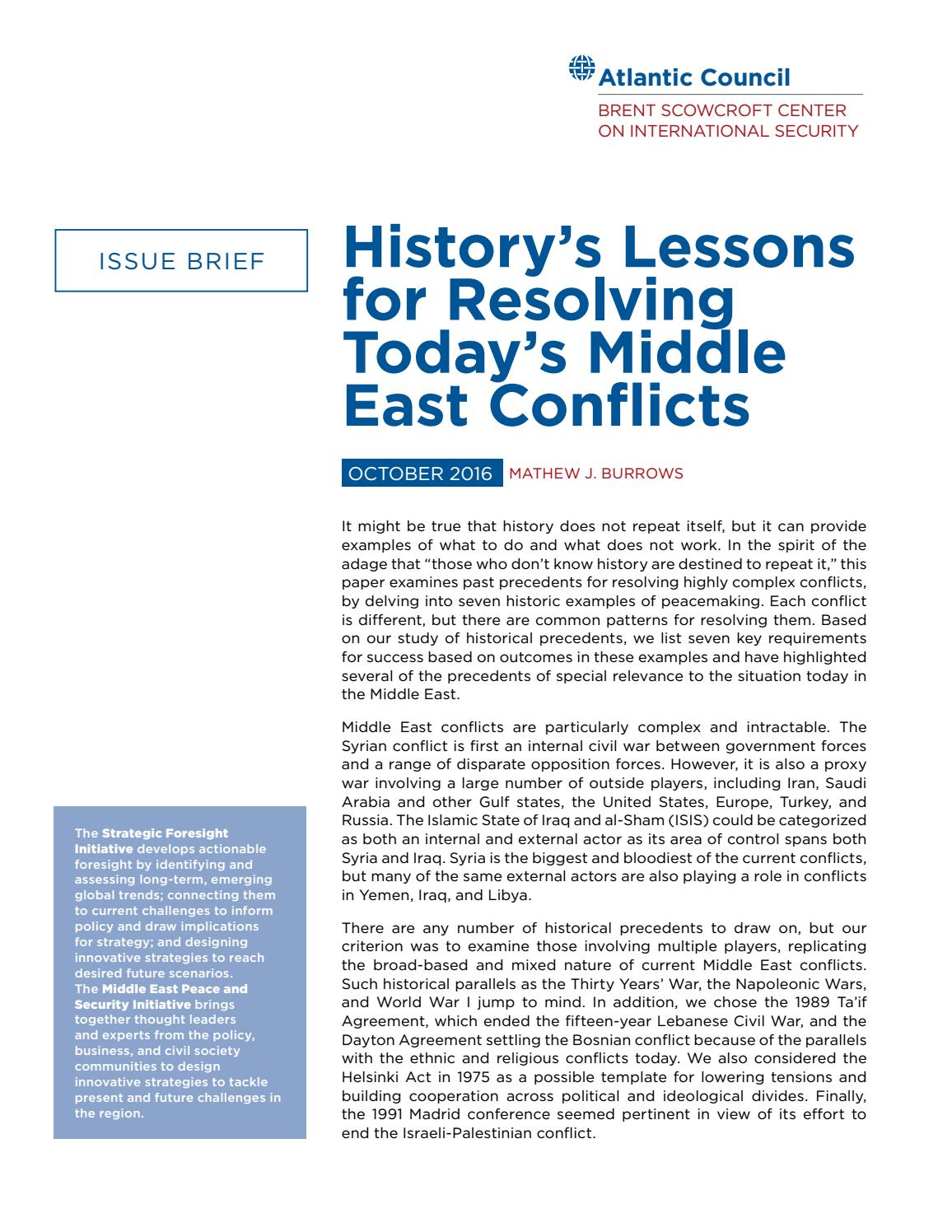 History’s Lessons for Resolving Today’s Middle East Conflicts by ...