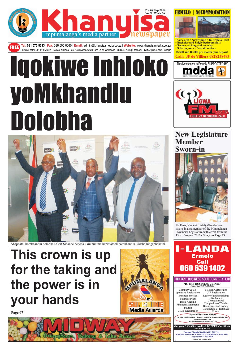 Khanyisa newspaper 2 september 2016 by Khanyisa Weekly Newspaper - Issuu