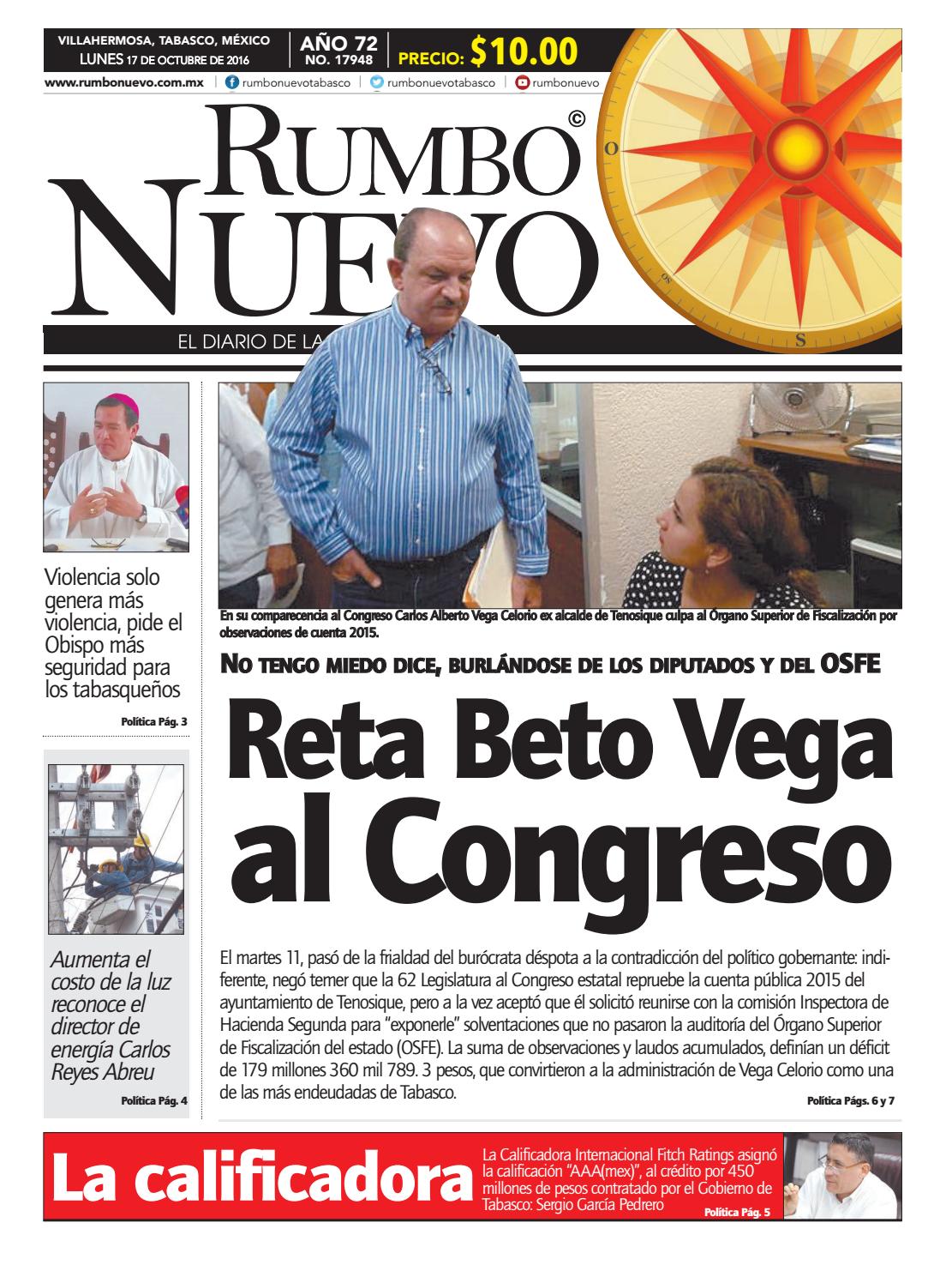 Rumbo Nuevo. Lunes 17 de octubre de 2016 by Grupo Rumbo Nuevo - Issuu