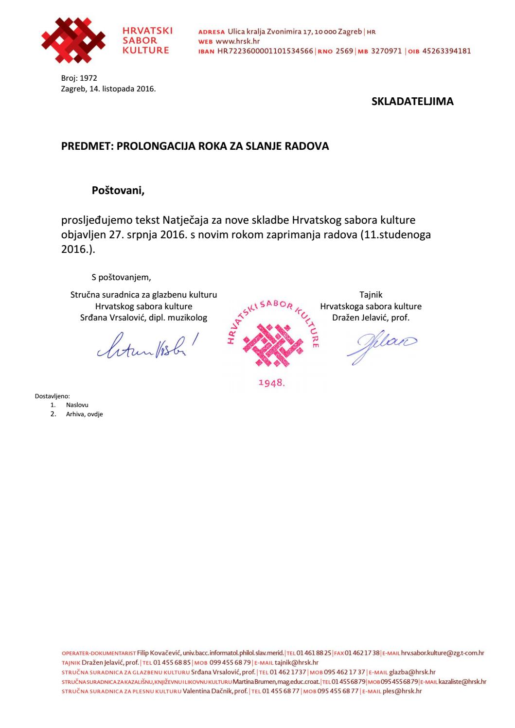 Natje%c4%8daj za nove skladbe hrvatskog sabora kulture 2016 ...