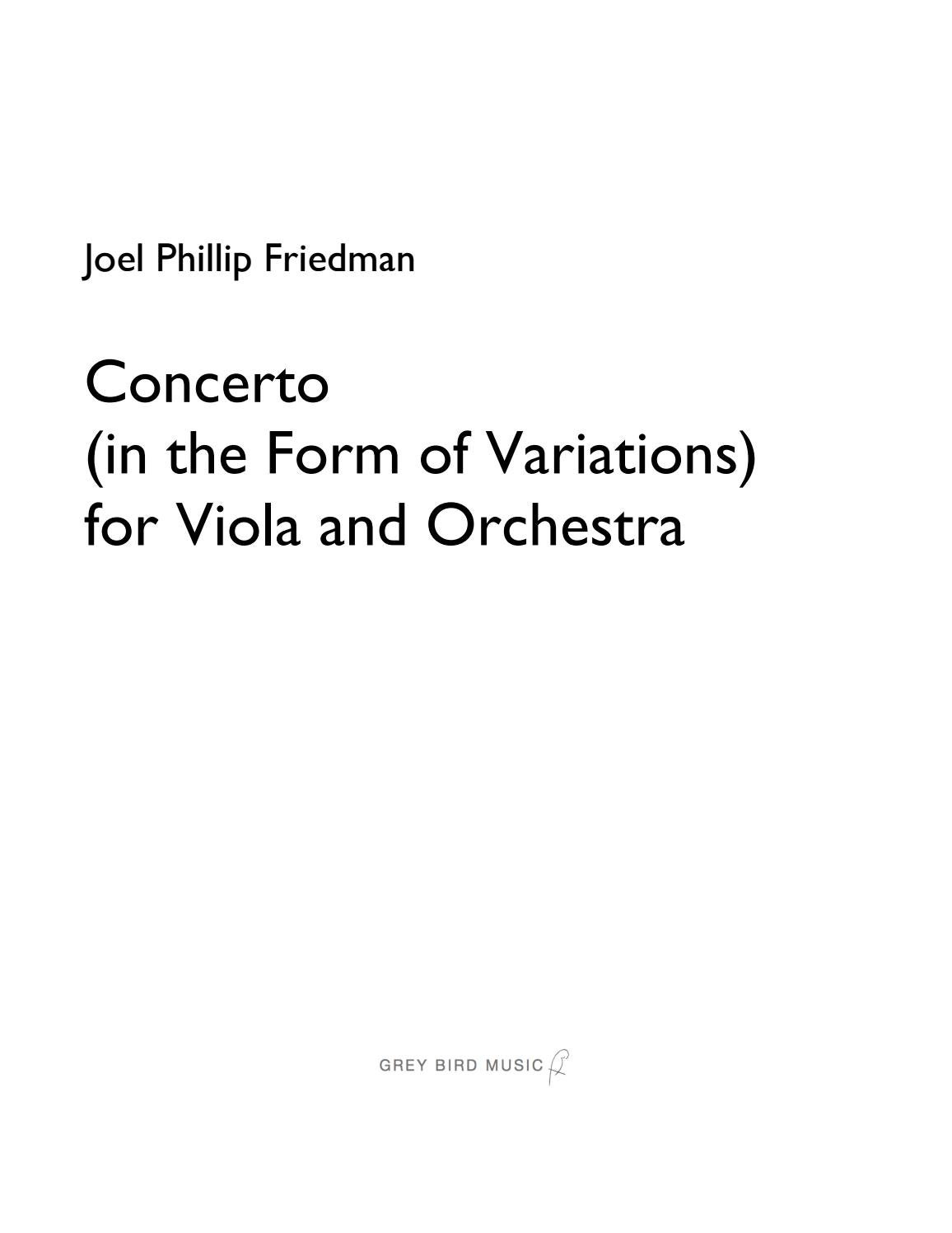 Joel Phillip Friedman Concerto (in the Form of Variations) for Viola ...