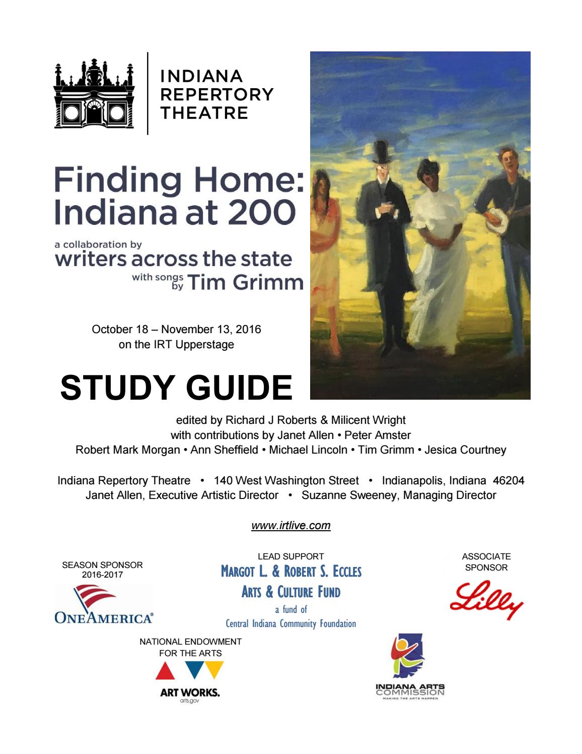 IRT Study Guide for "Finding Home: Indiana at 200" by Indiana Repertory ...