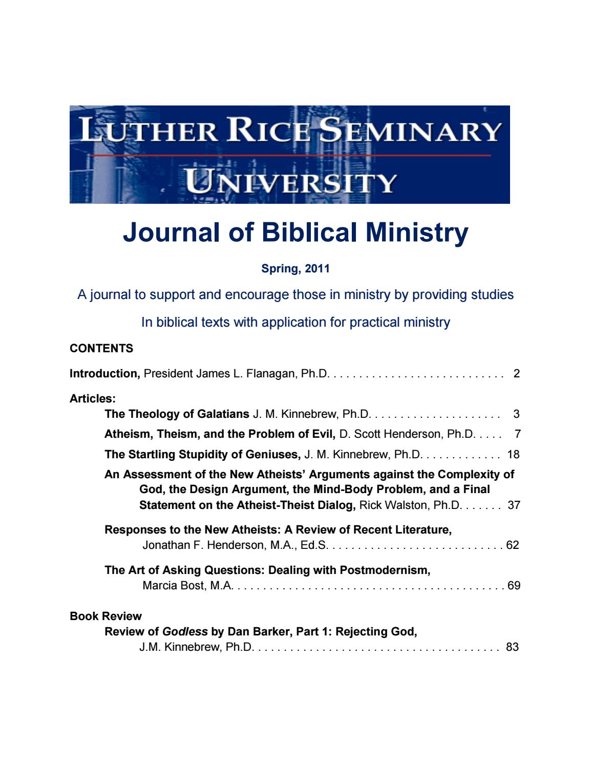 Journal of Biblical Ministry, Spring 2011 by Luther Rice College ...
