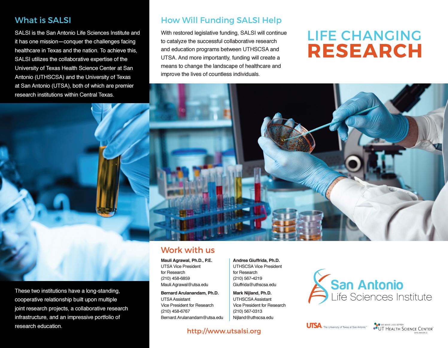 SALSI San Antonio Life Sciences Institute by UTSA Research - Issuu