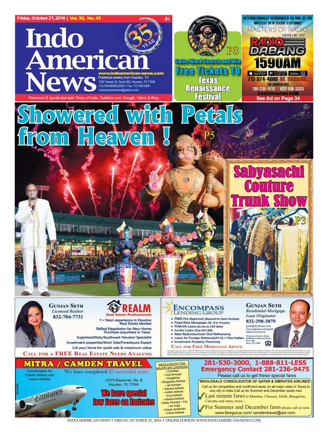 E newspaper 10212016 by Indo American News - Issuu