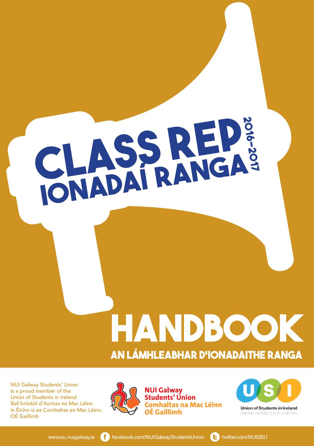 NUIGSU Class Rep Handbook 2016 2017 by SIN Newspaper University of ...
