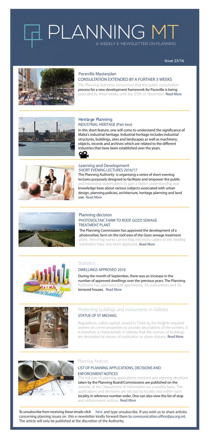 Planning MT newsletter 23/16 by Planning Authority - Issuu