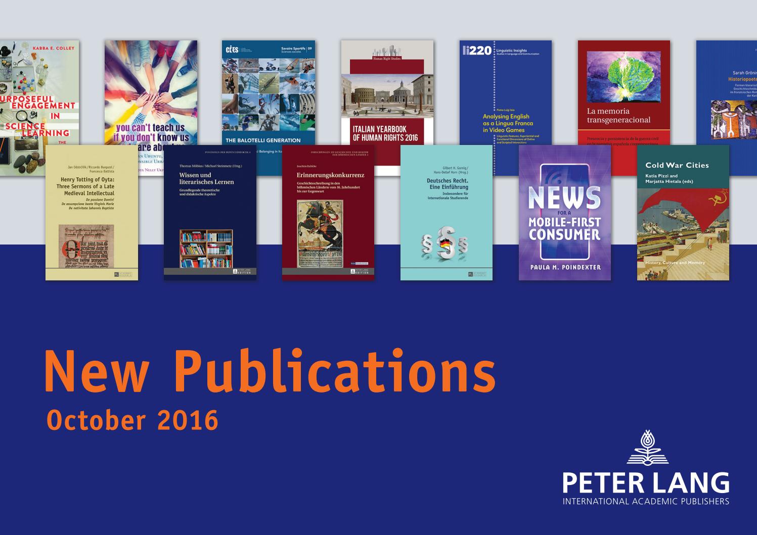 New Publications Catalogue October 2016 by Peter Lang Publishing Group ...