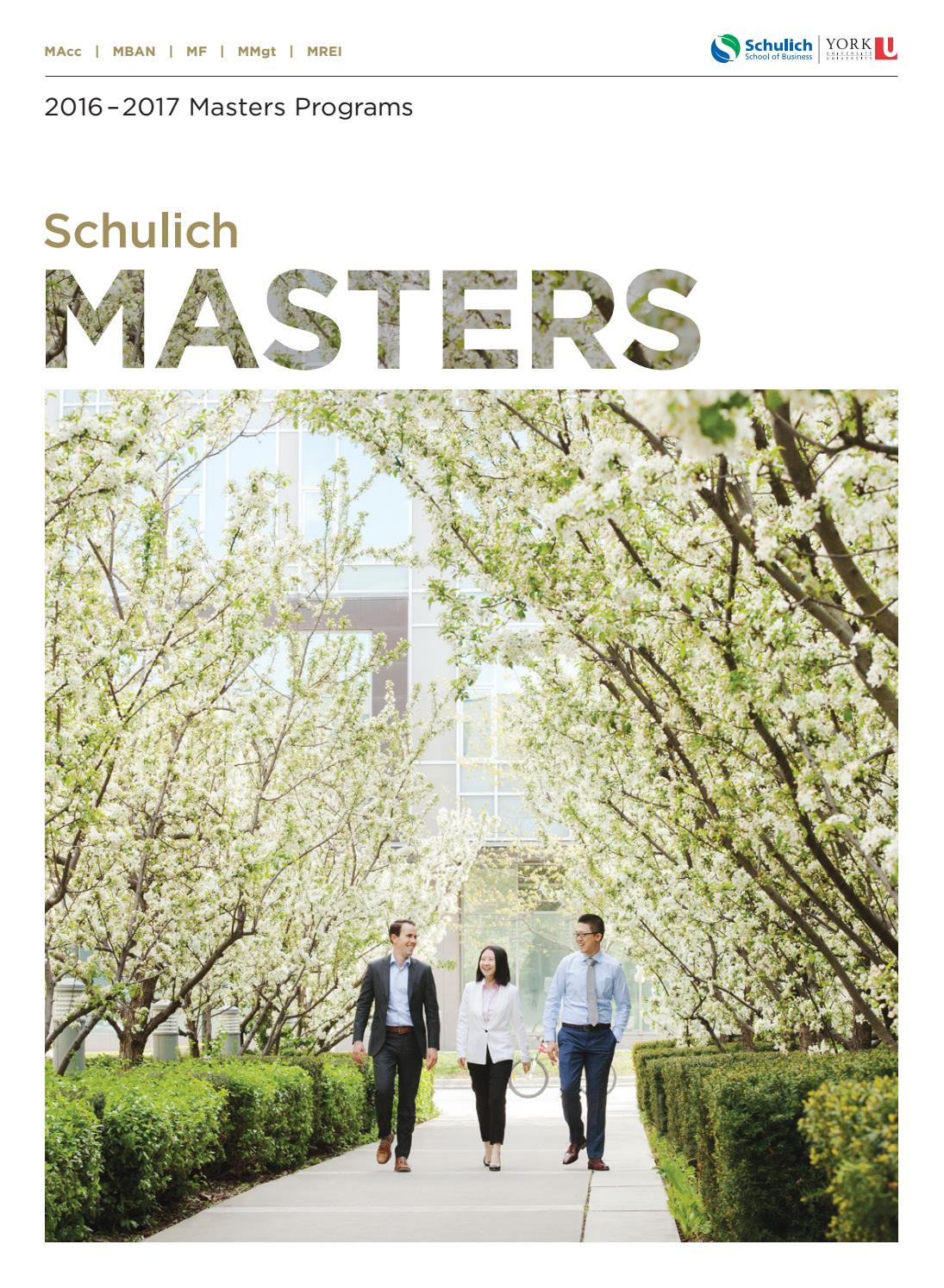Schulich Masters Viewbook 2016 by Schulich School of Business - Issuu