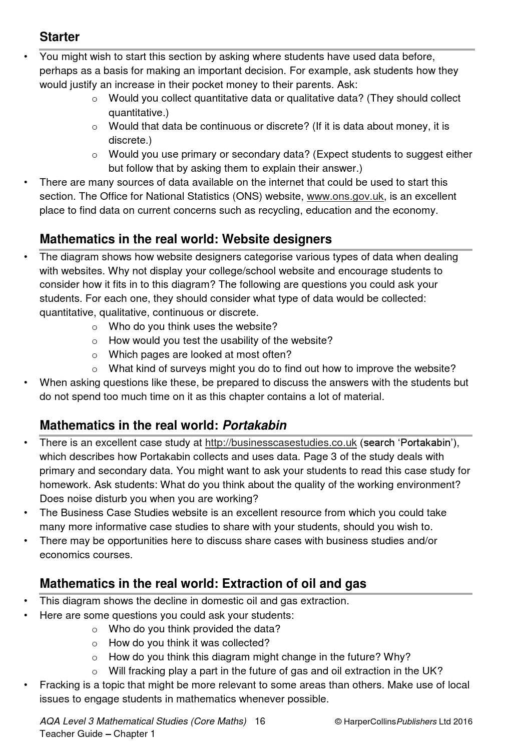 AQA Level 3 Certificate Mathematical Studies - Teacher Guide by Collins ...