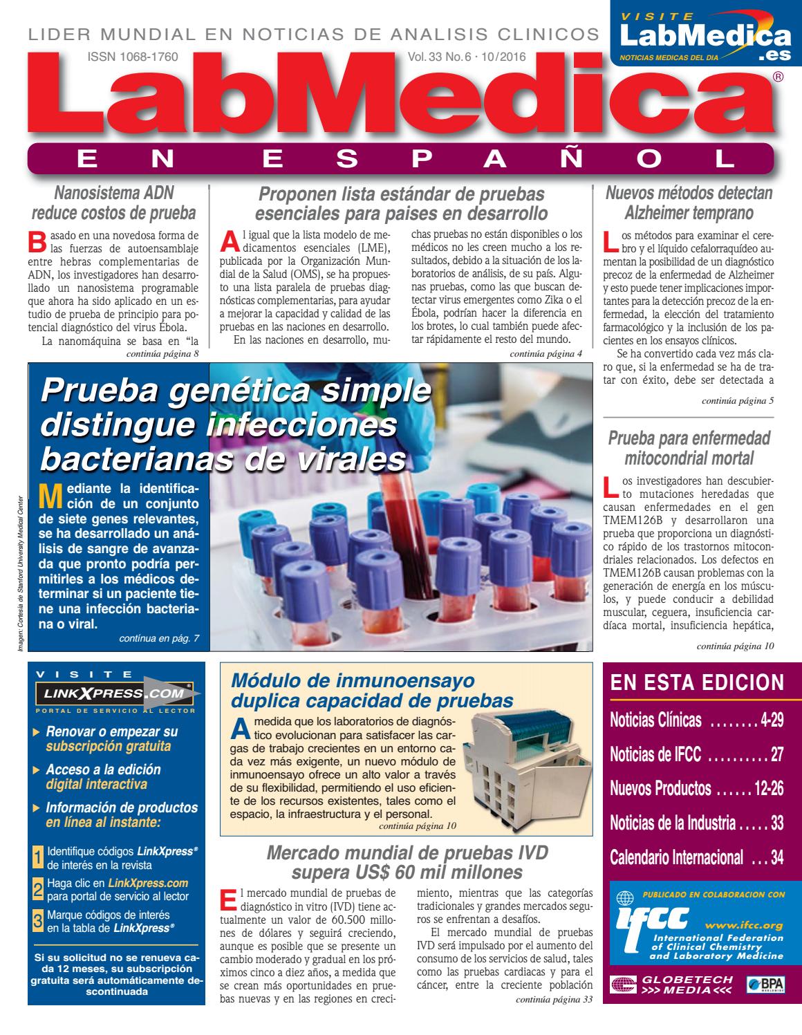 LabMedica Español Octubre 2016 by Globetech - Issuu
