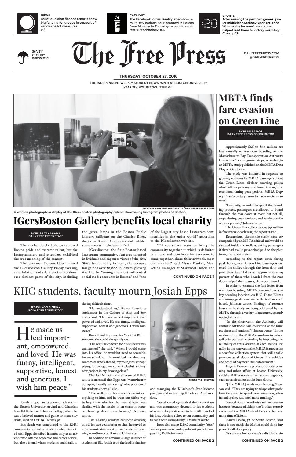 10-27-2016 by The Daily Free Press - Issuu