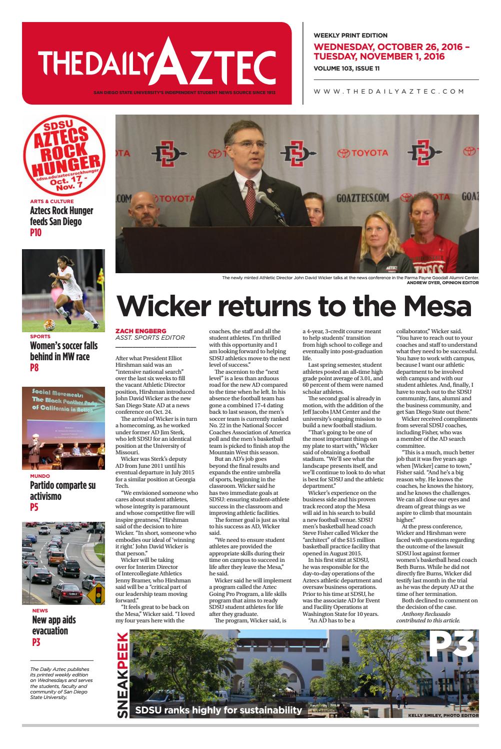 10-26-2016 by The Daily Aztec - Issuu