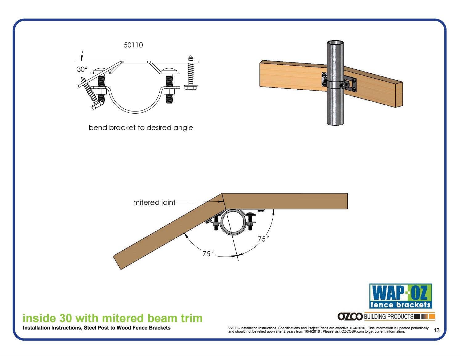 Installation Instructions - Fence Brackets 50110 (WAP-OZ), 50140 (WAP ...