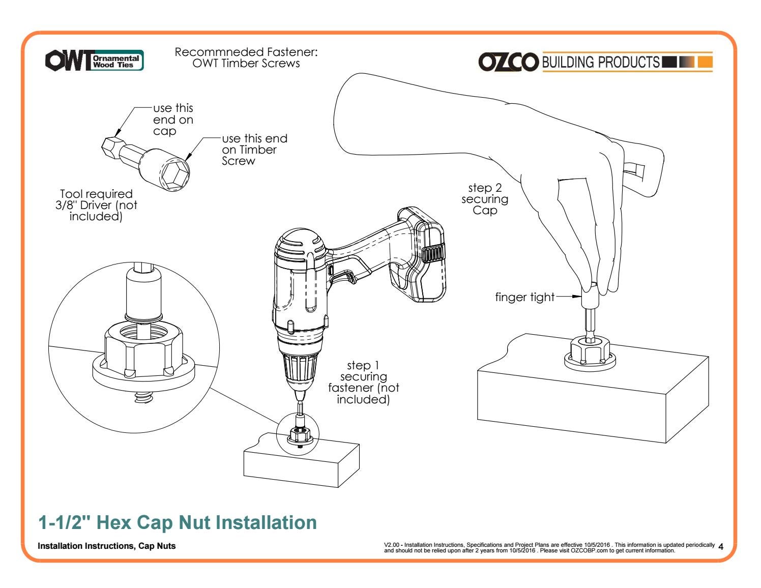 Installation Instructions - Hex & Dome Cap Nuts (56621 & 56622) by OZCO ...