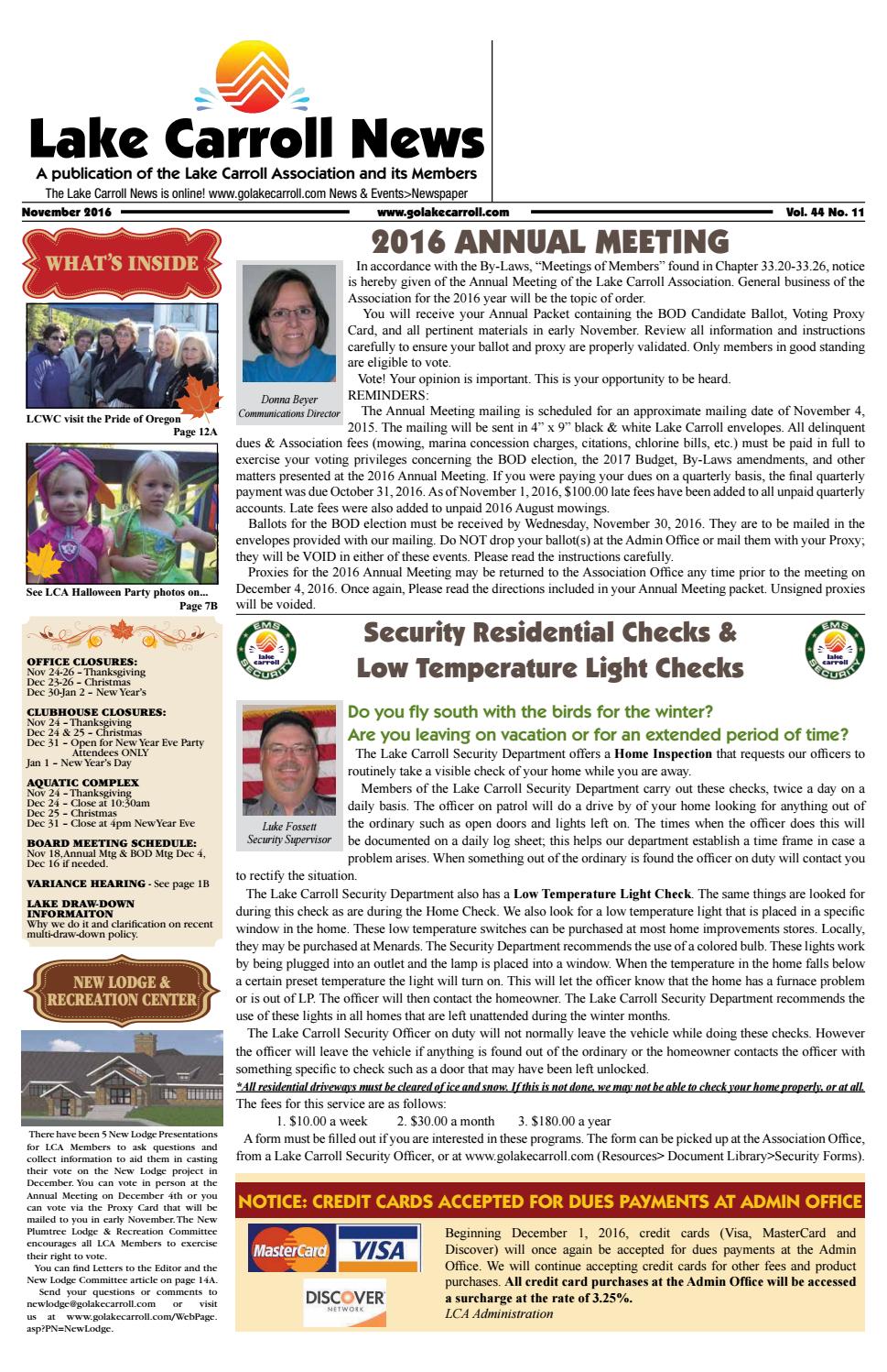 Lake Carroll News November 2016 by Lake Carrol News - Issuu