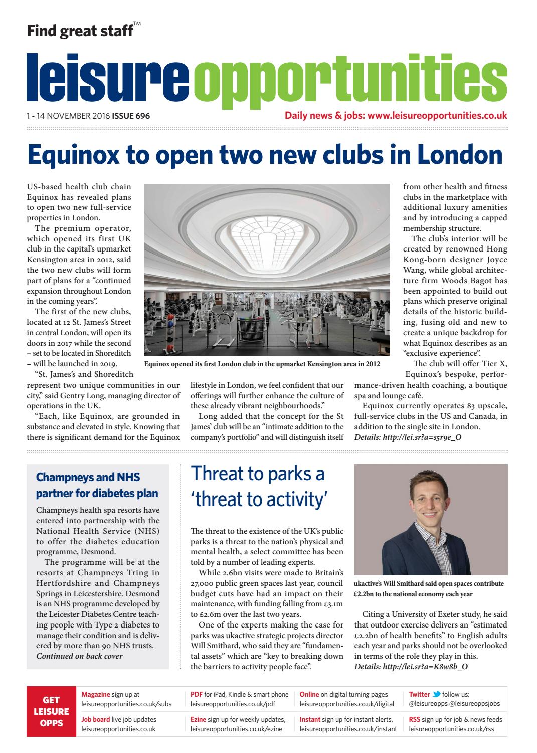Leisure Opportunities 1st November 2016 Issue 696 by Leisure Media - Issuu