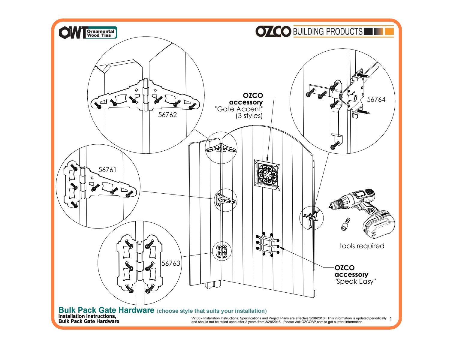56653-56 Gate Hinge Latch Kit - Installation Instructions by OZCO ...