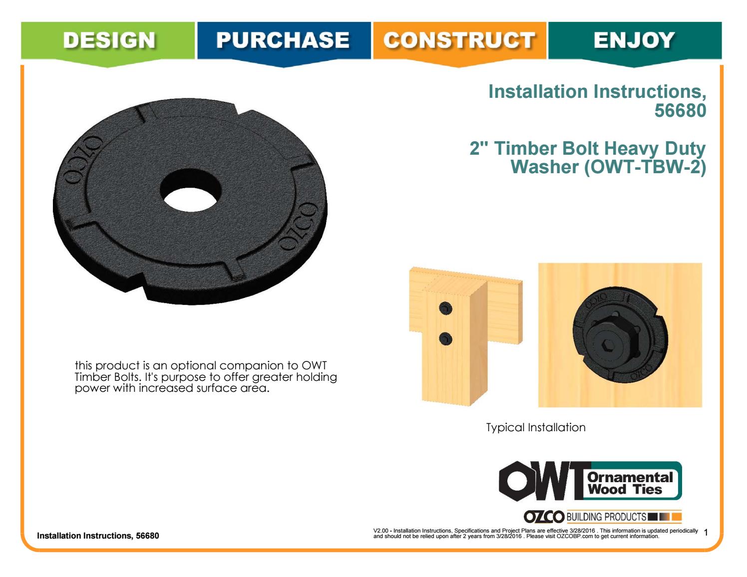Installation Instructions - 2" Timber Bolt Heavy Duty Washer (56680) by ...