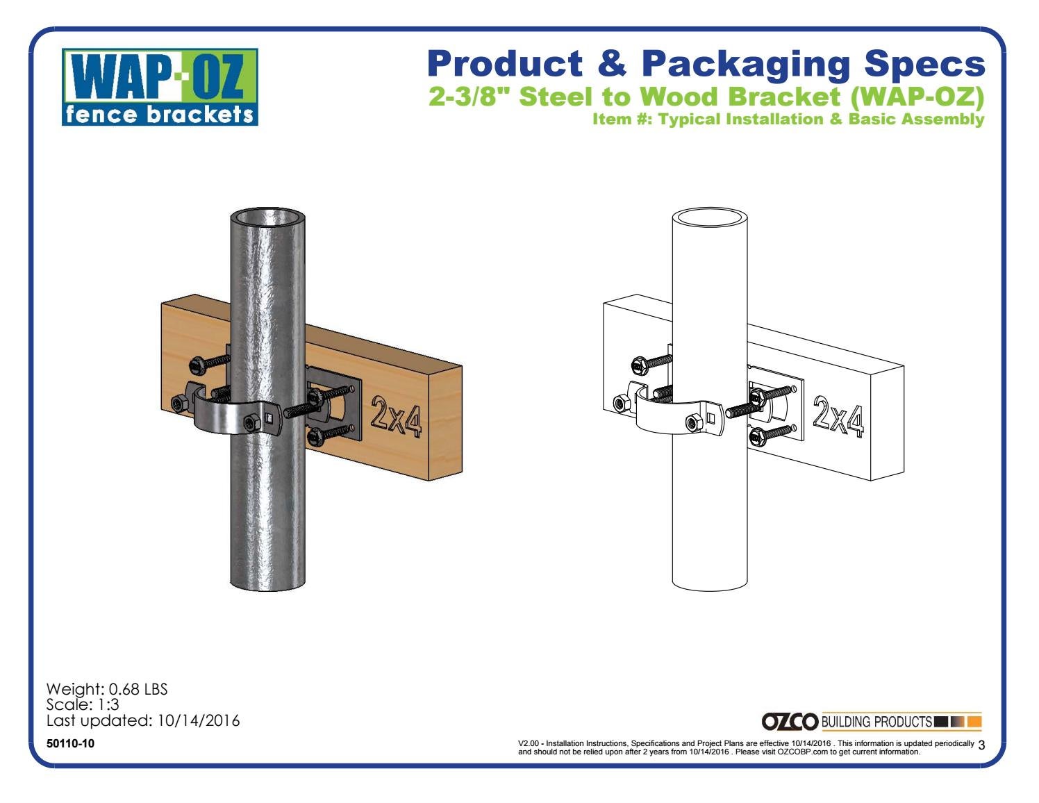 2⅜″ Steel To Wood Bracket (50110) WAP-OZ by OZCO Building Products - Issuu