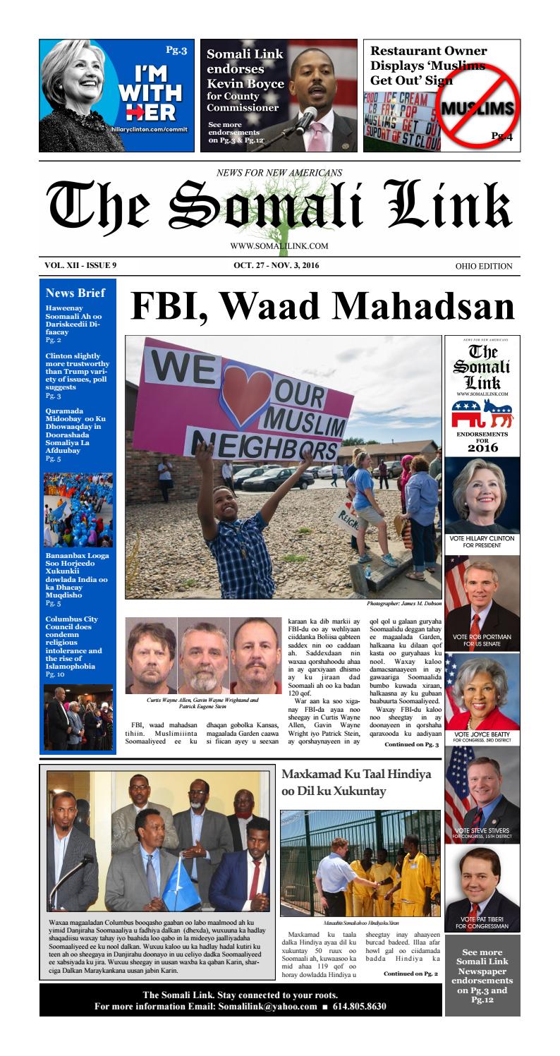 The Somali Link Newspaper Oct 27-Nov 3, 2016 by DPI Graphic Design - Issuu