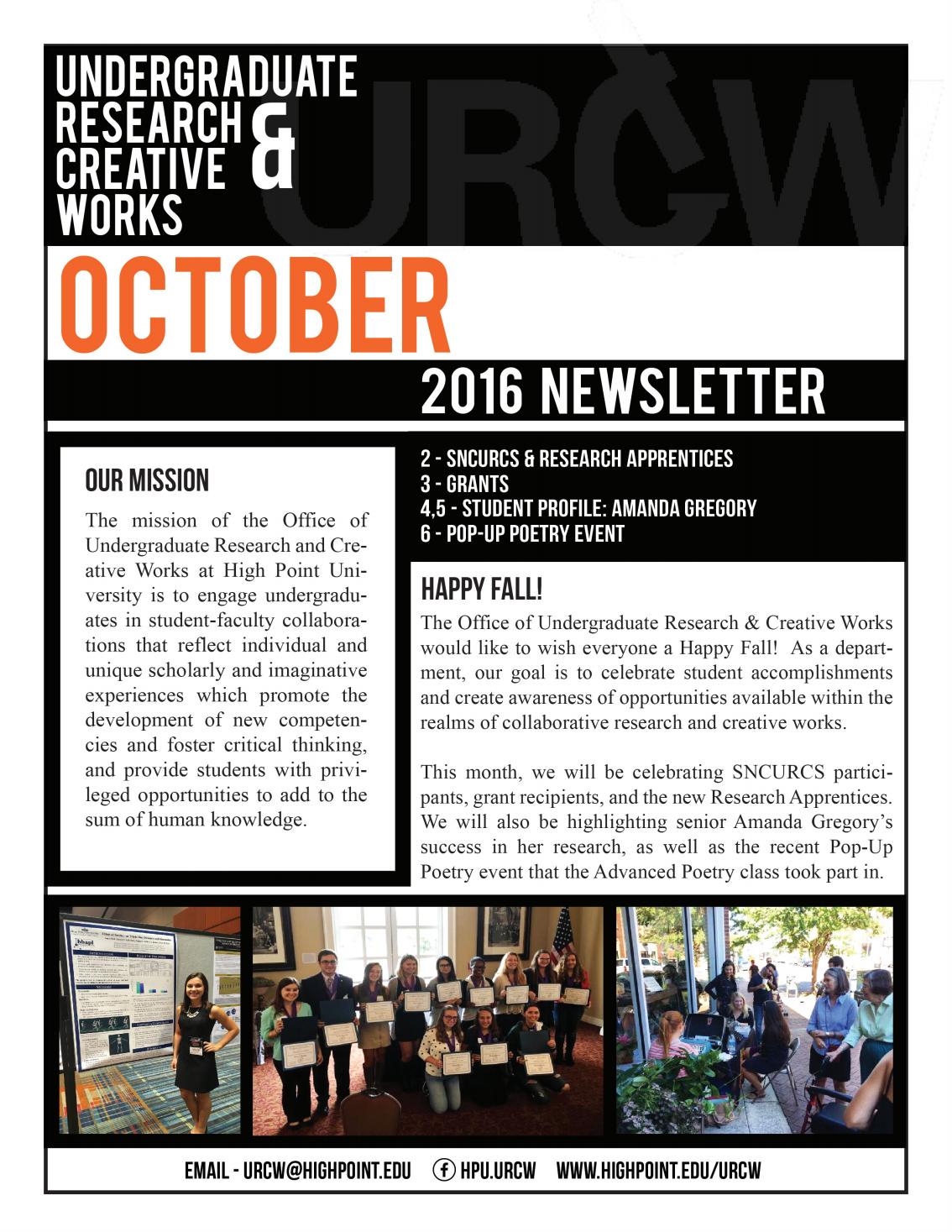 URCW October Newsletter by High Point University - Issuu
