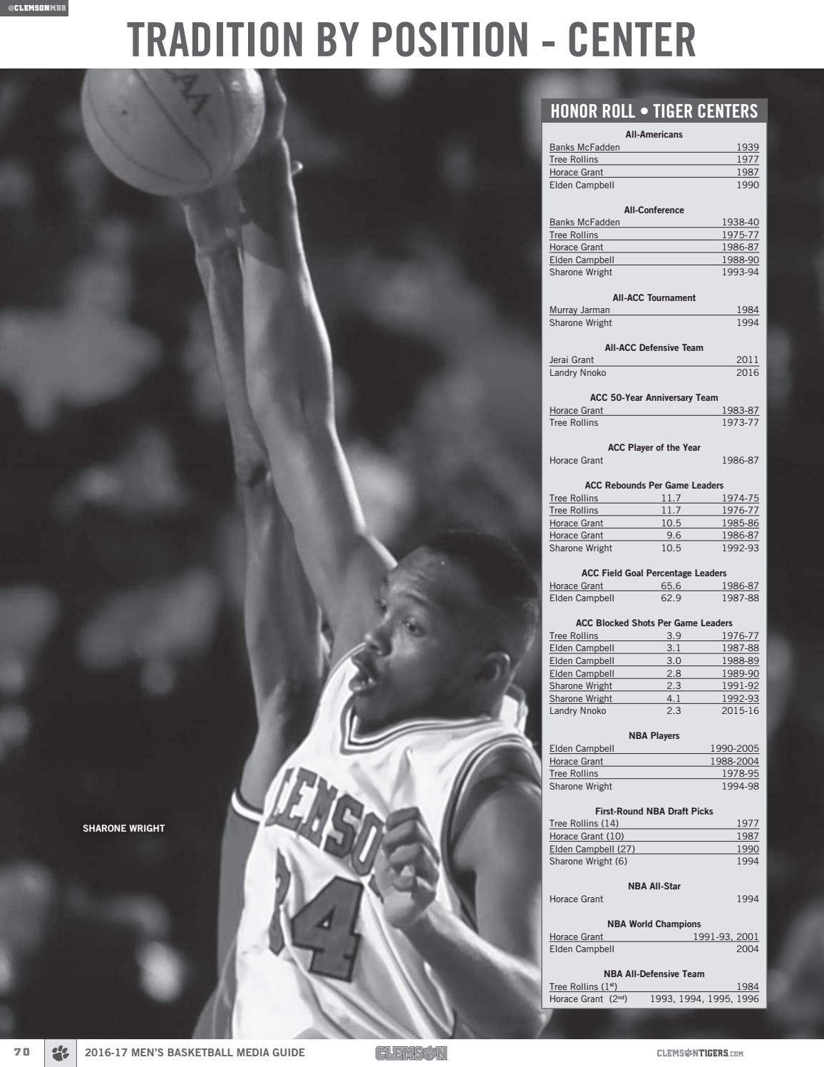 2016-17 Clemson Men's Basketball Media Guide by Clemson Tigers - Issuu