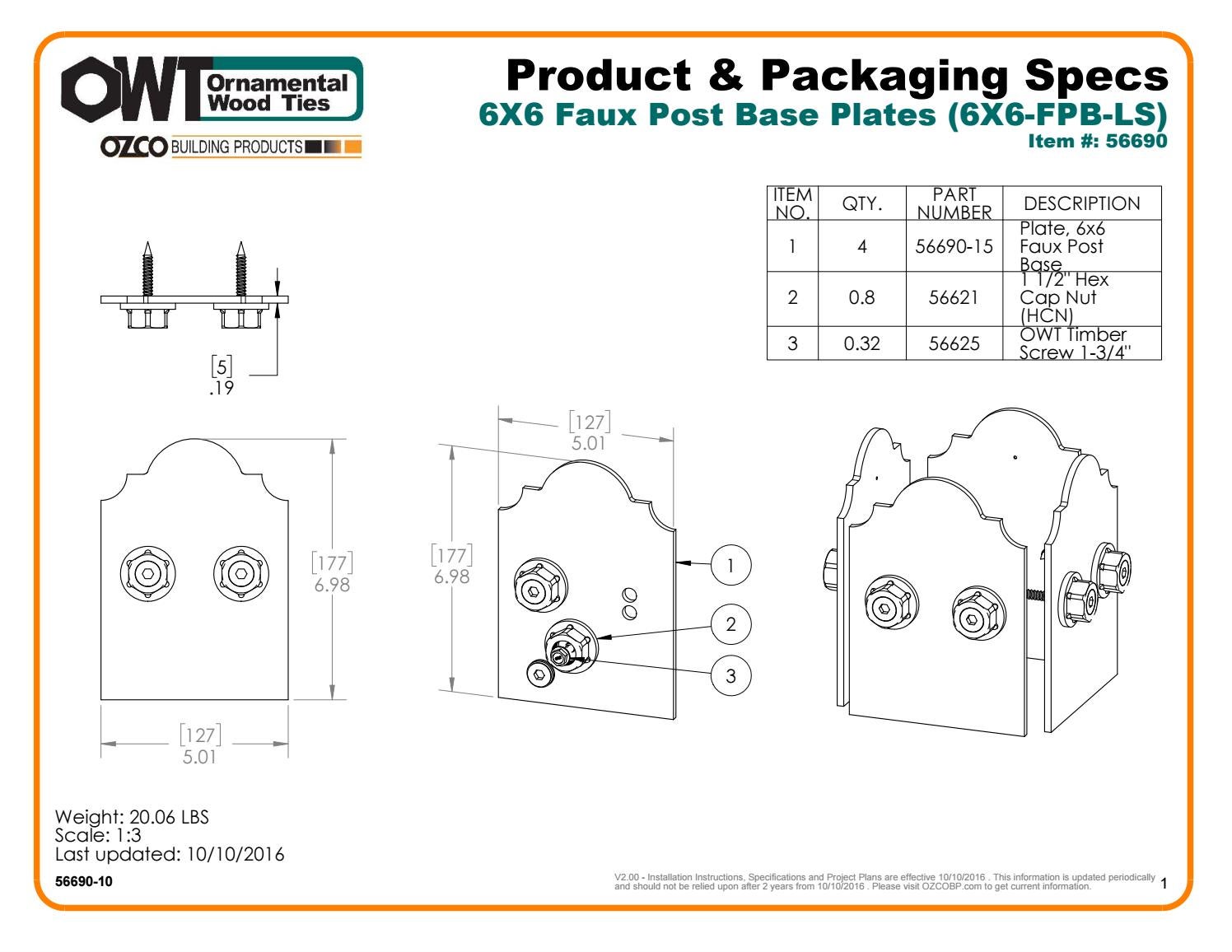 6"x6" Faux Post Base Kit Laredo Sunset (56690) 6X6-FPB-LS by OZCO ...