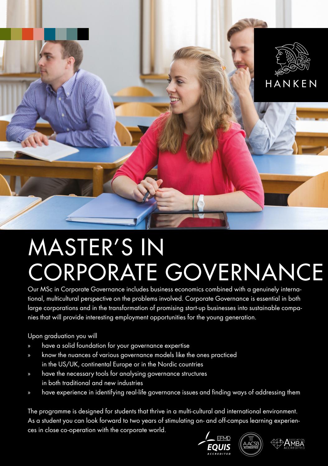 Master’s Degree Programme in Corporate Governance by Hanken School of ...