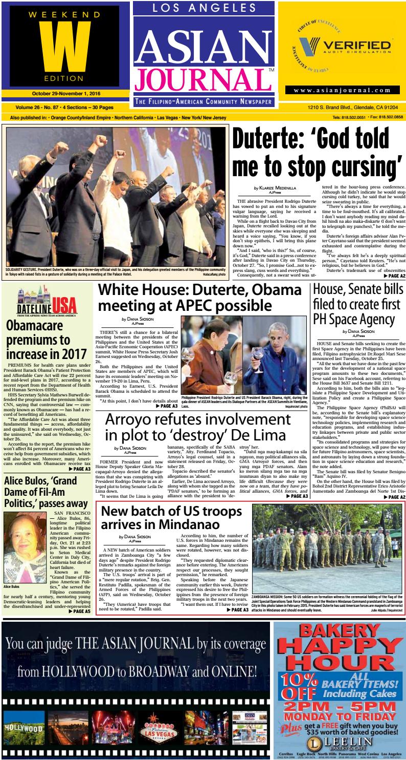 LA Weekend Edition -- October 29 -- November 1, 2016 by Asian Journal ...
