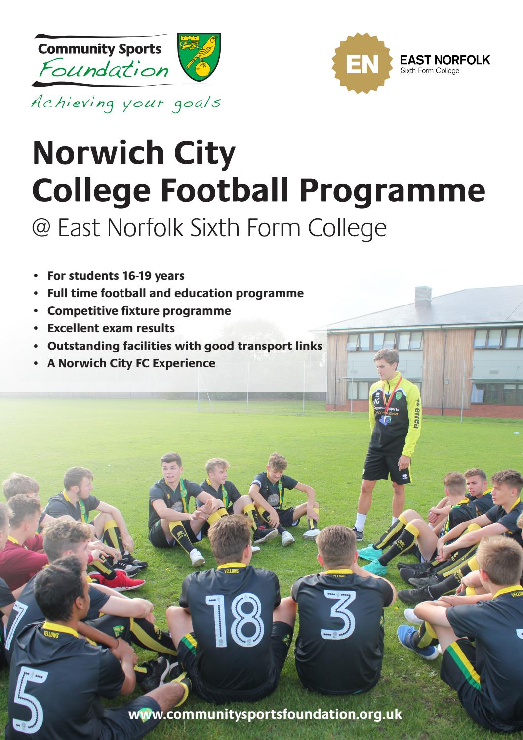 Norwich City CSF College Football Programme - East Norfolk Sixth Form ...