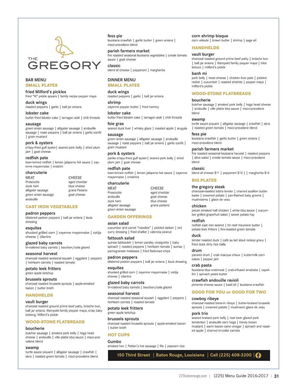 2016 225 Baton Rouge Menu Guide by Baton Rouge Business Report - Issuu