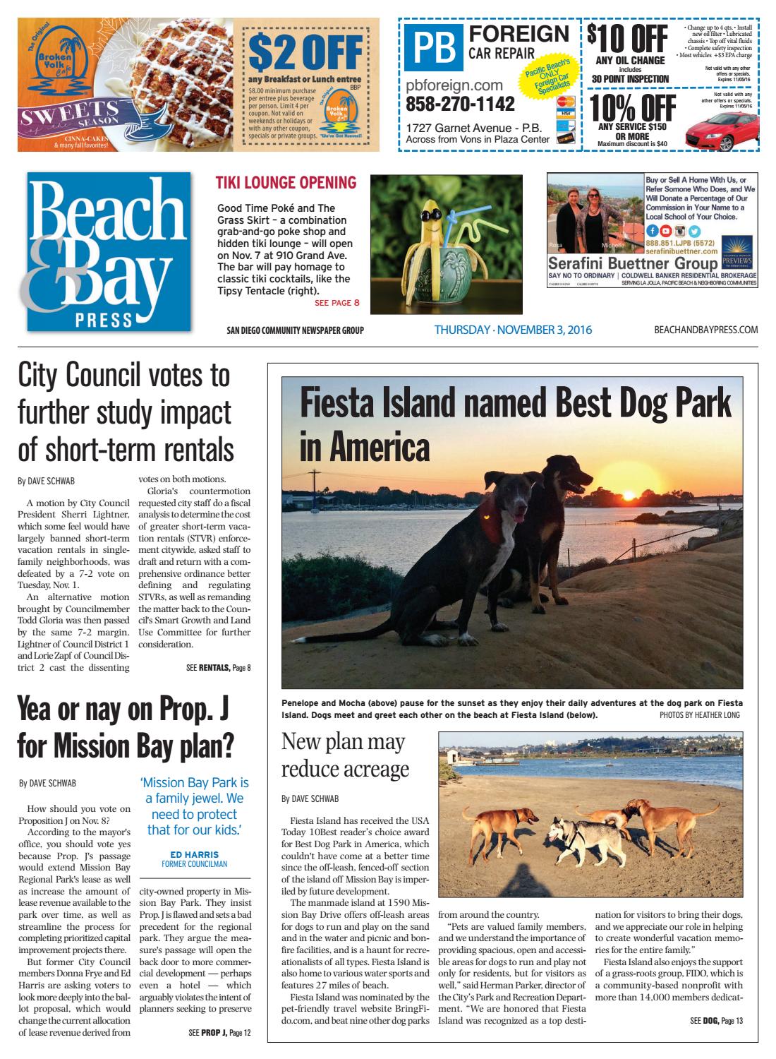 Beach & Bay Press, November 3rd, 2016 by San Diego Community Newspaper ...