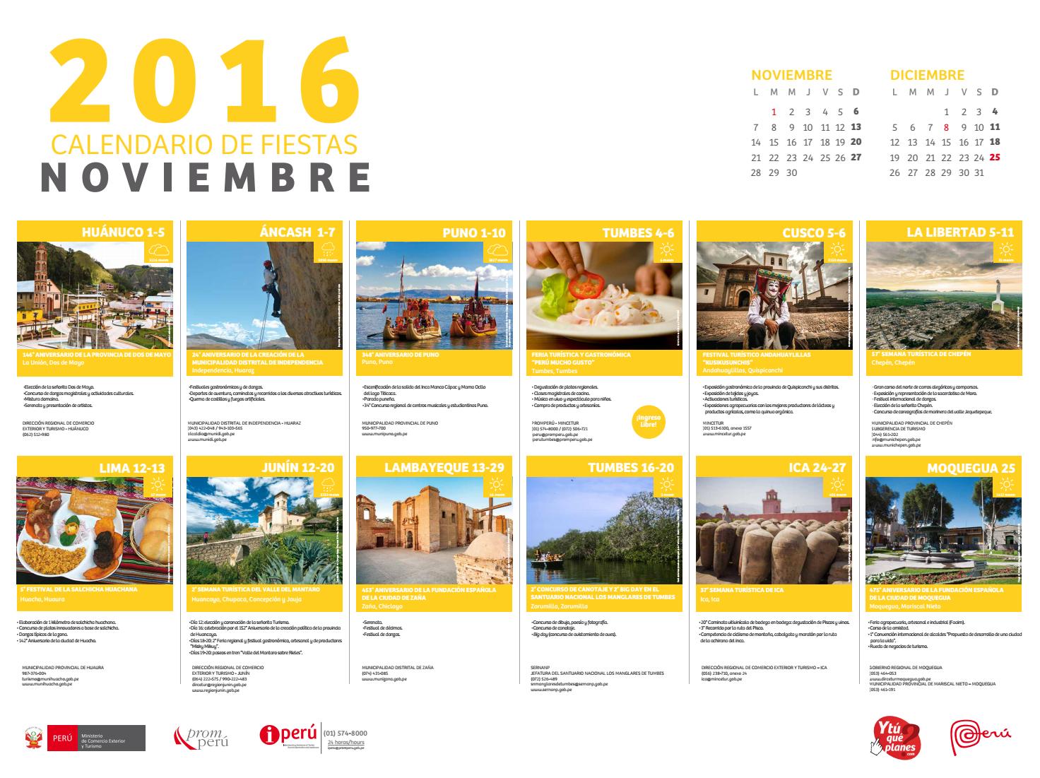 Calendario de Fiestas Perú - noviembre 2016 by Visit Peru - Issuu